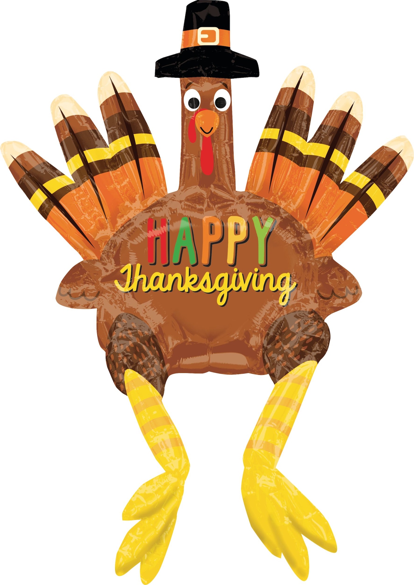 Ballon en aluminium satiné dinde Happy Thanksgiving, brun/jaune, 26 po ...