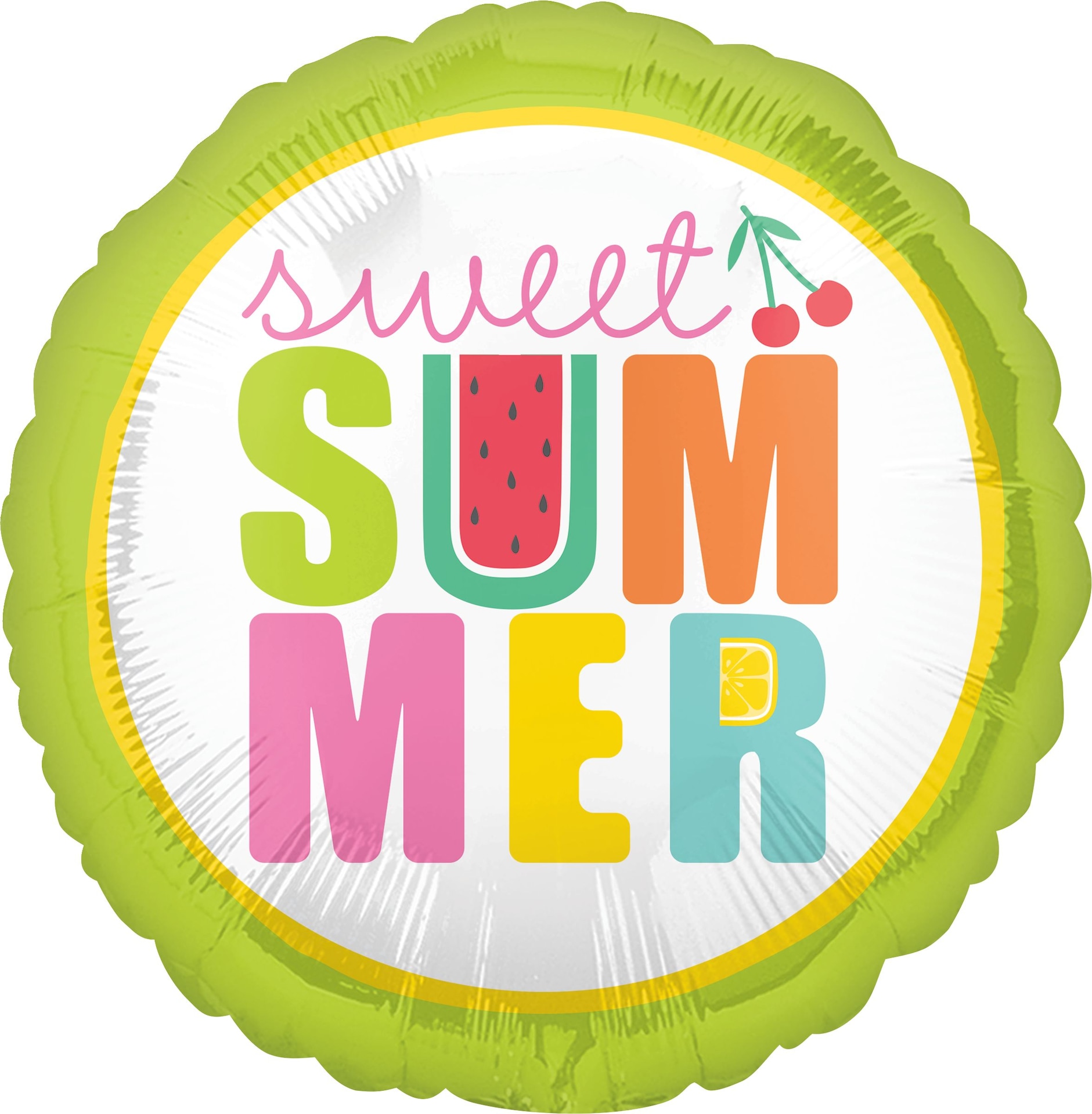 "Sweet Summer" Round Satin Foil Balloon, Green/White, 18-in, Helium ...