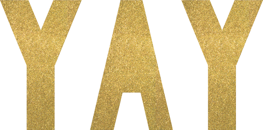 Glitter Gold Sign of the Times Yay Cut-outs, 3-pk | Canadian Tire