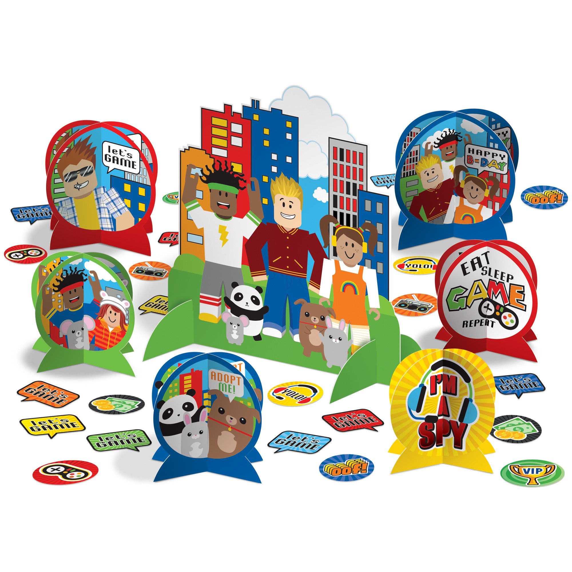 Party Town Lets Game Table Decorating Kit Centerpieces With Confetti Multi Coloured 1375