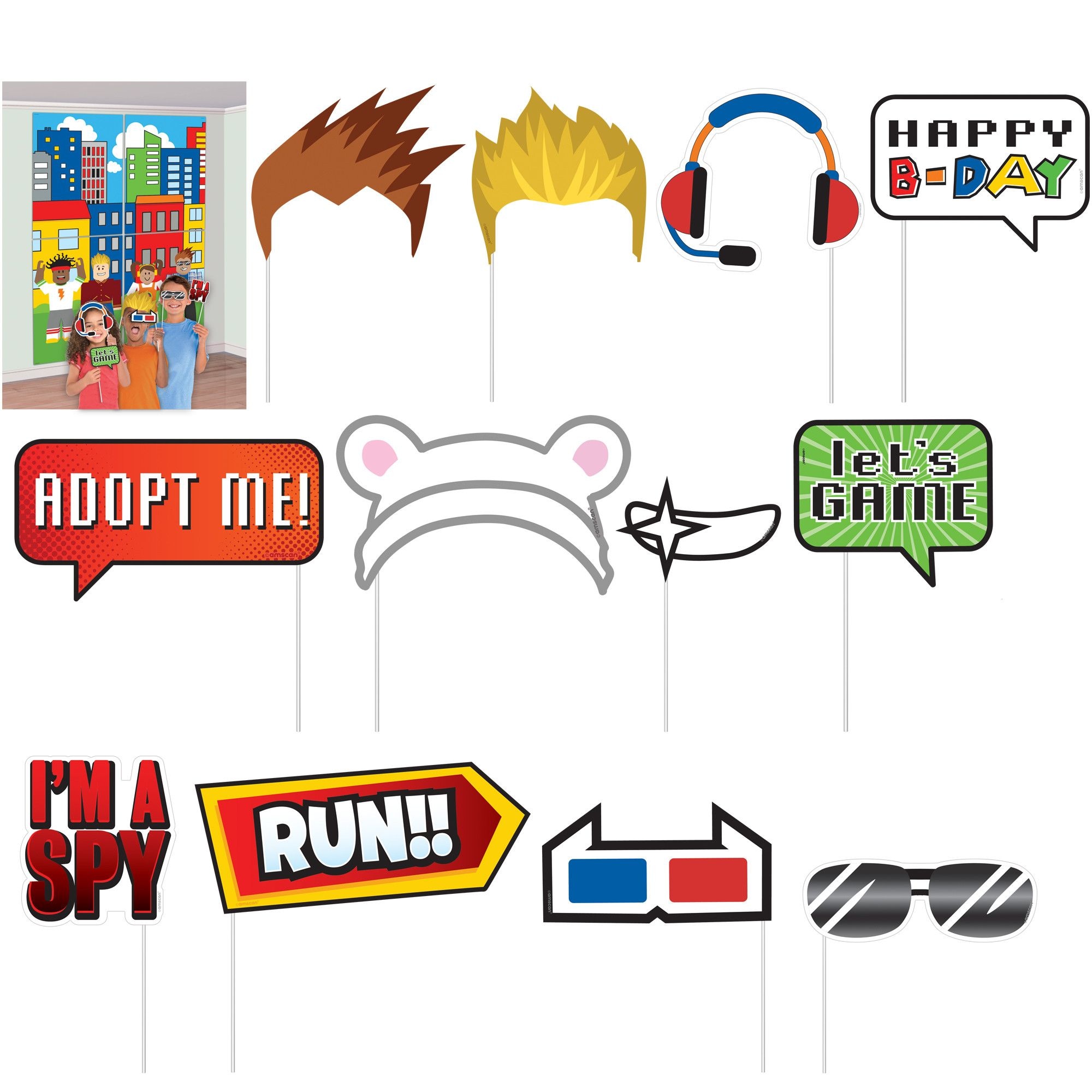 Party Town "Happy Bday" Plastic Scene Setter Background Decoration with ...