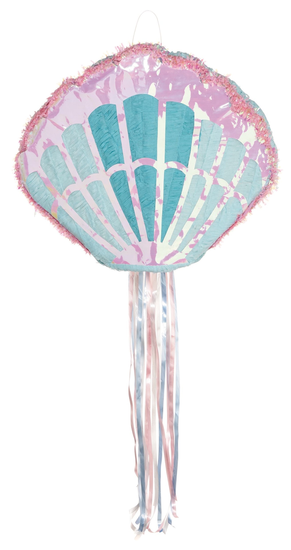 Shimmering Mermaid Seashell Pinata Hanging Pull String Decoration, Blue ...
