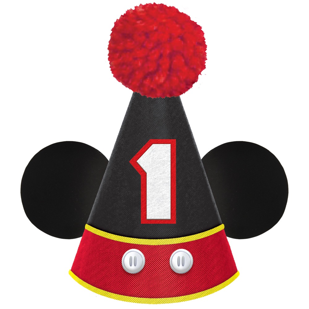 Disney Mickey Mouse Cone Party Hat with Ears, Red/Black, One Size ...