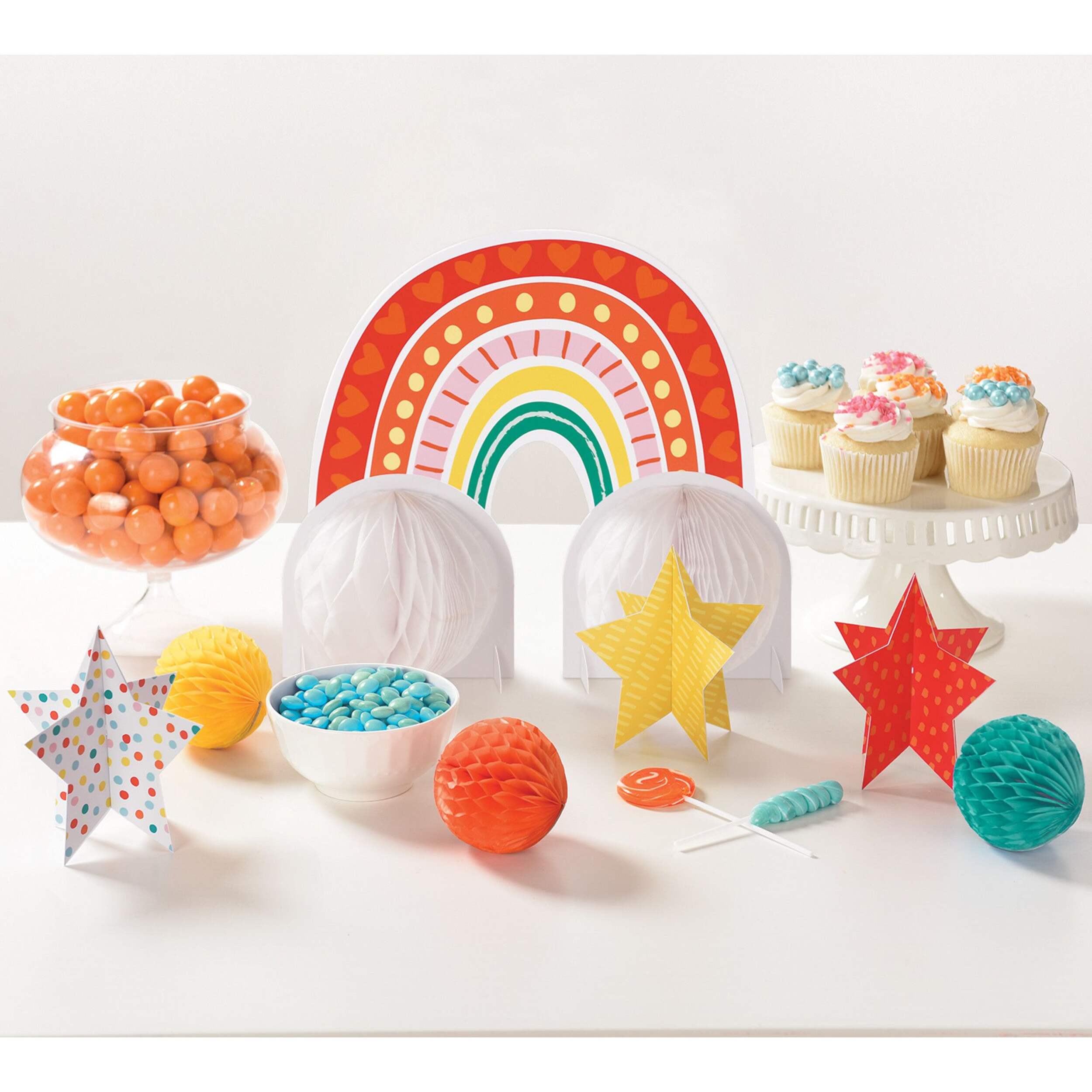 Retro Rainbow Table Decorating Kit Centerpieces, Orange/Yellow, 13.75 ...