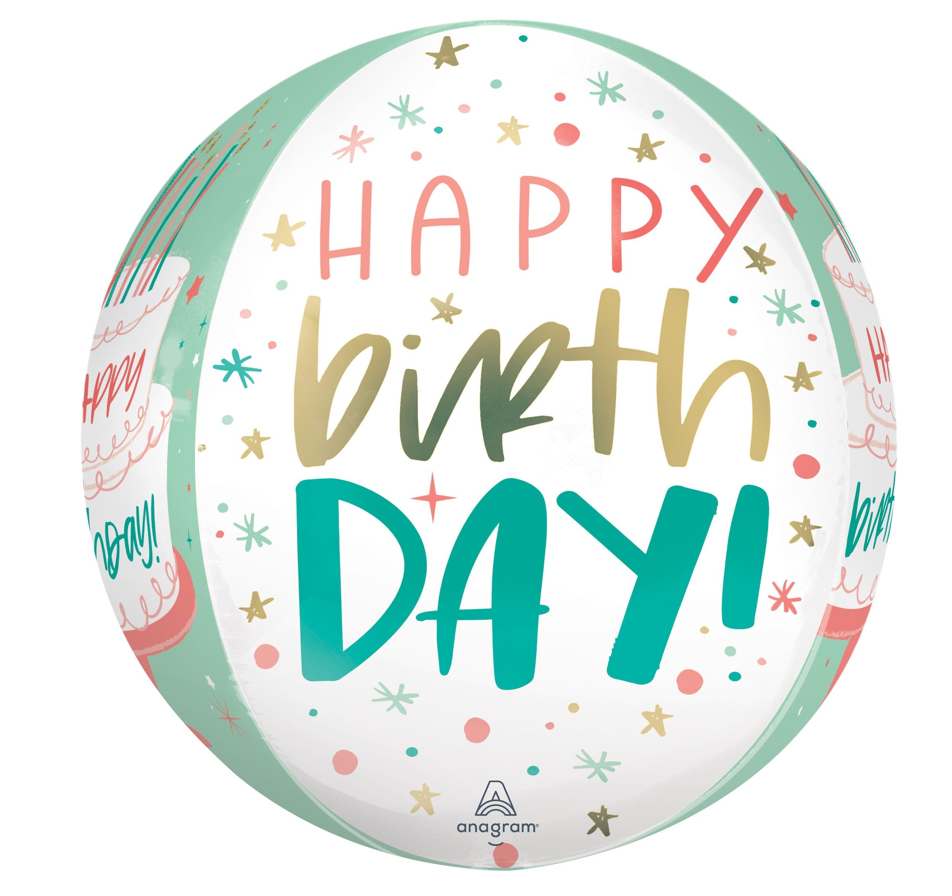 Happy Cake Day "Happy Birthday" Orbz Transparent Print Foil Balloon ...
