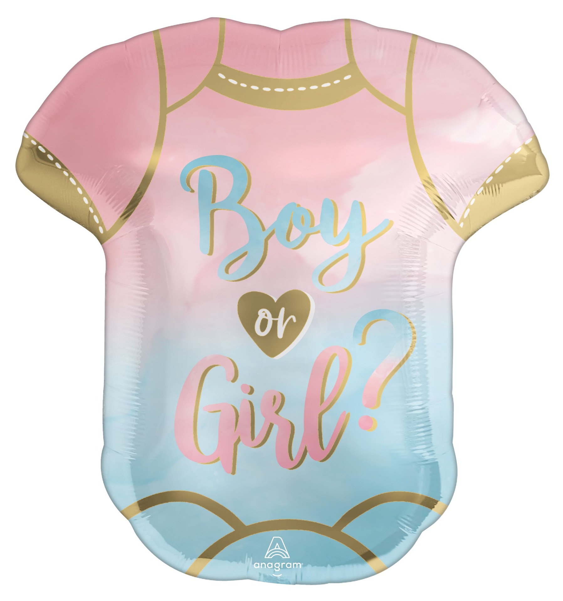 "Boy or Girl?" Onesie Satin Foil Balloon, Pink/Blue, 22-in, Helium ...