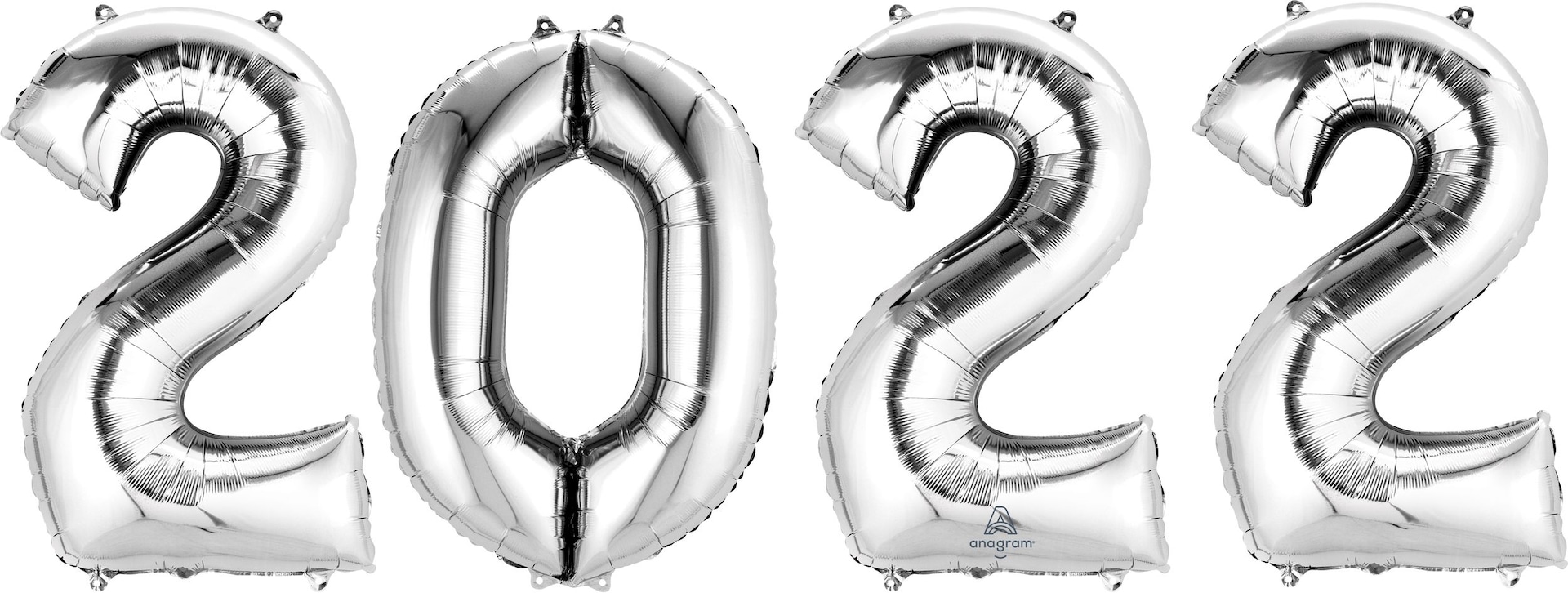 Bouquet de ballons en aluminium satiné, chiffres 2022, argent, 34 po ...