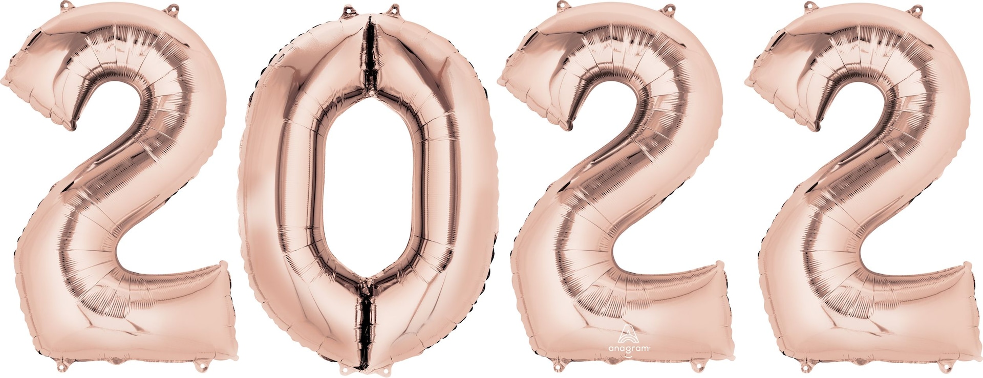 Bouquet De Ballons En Aluminium Satiné Chiffres 2022 Or Rose 34 Po