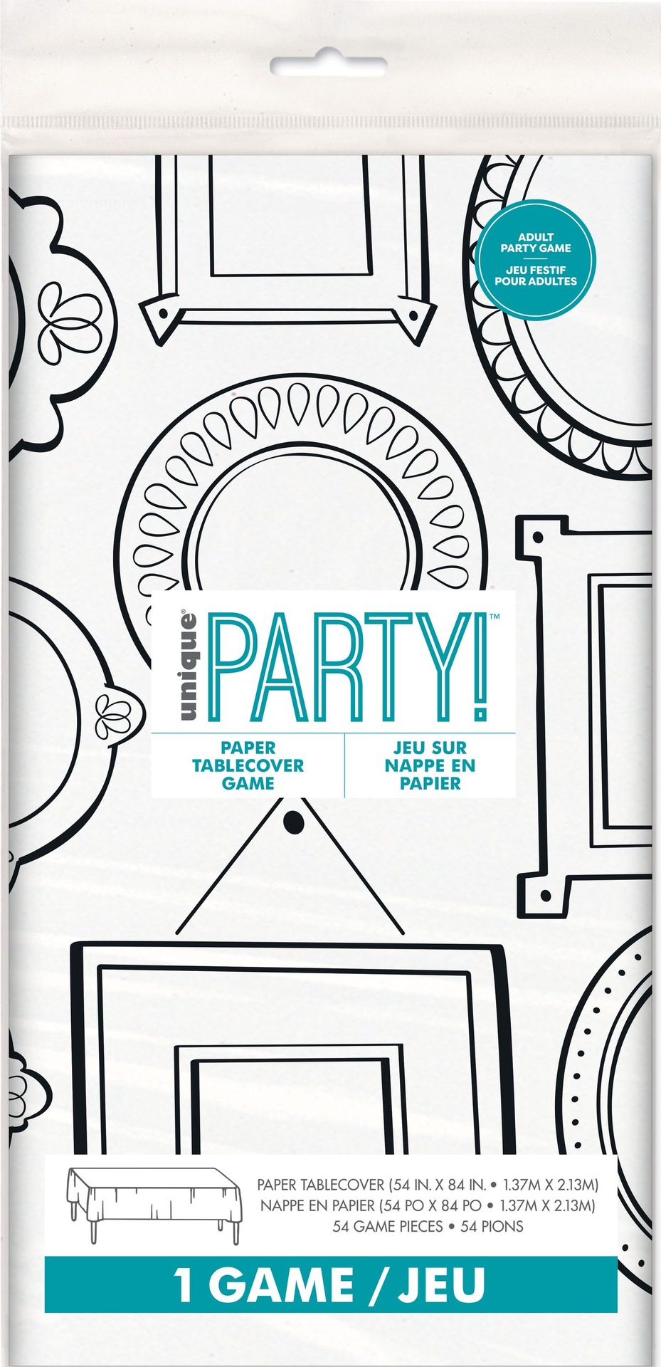 Rectangle Paper Disposable Table Cover Game, Black/White, 54x84-in, for ...