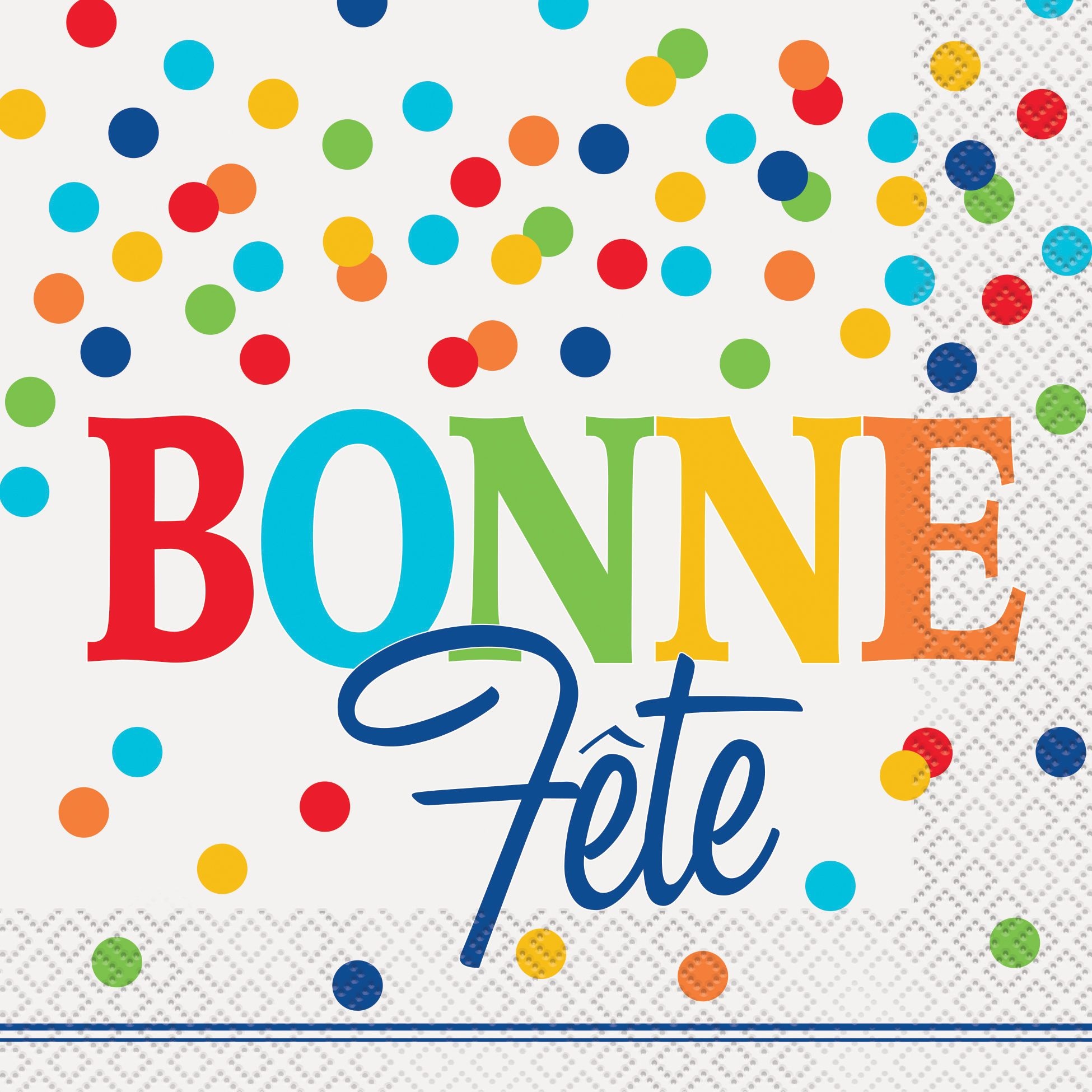 "Bonne Fête" French Square Paper Disposable Lunch Napkins, Multi ...