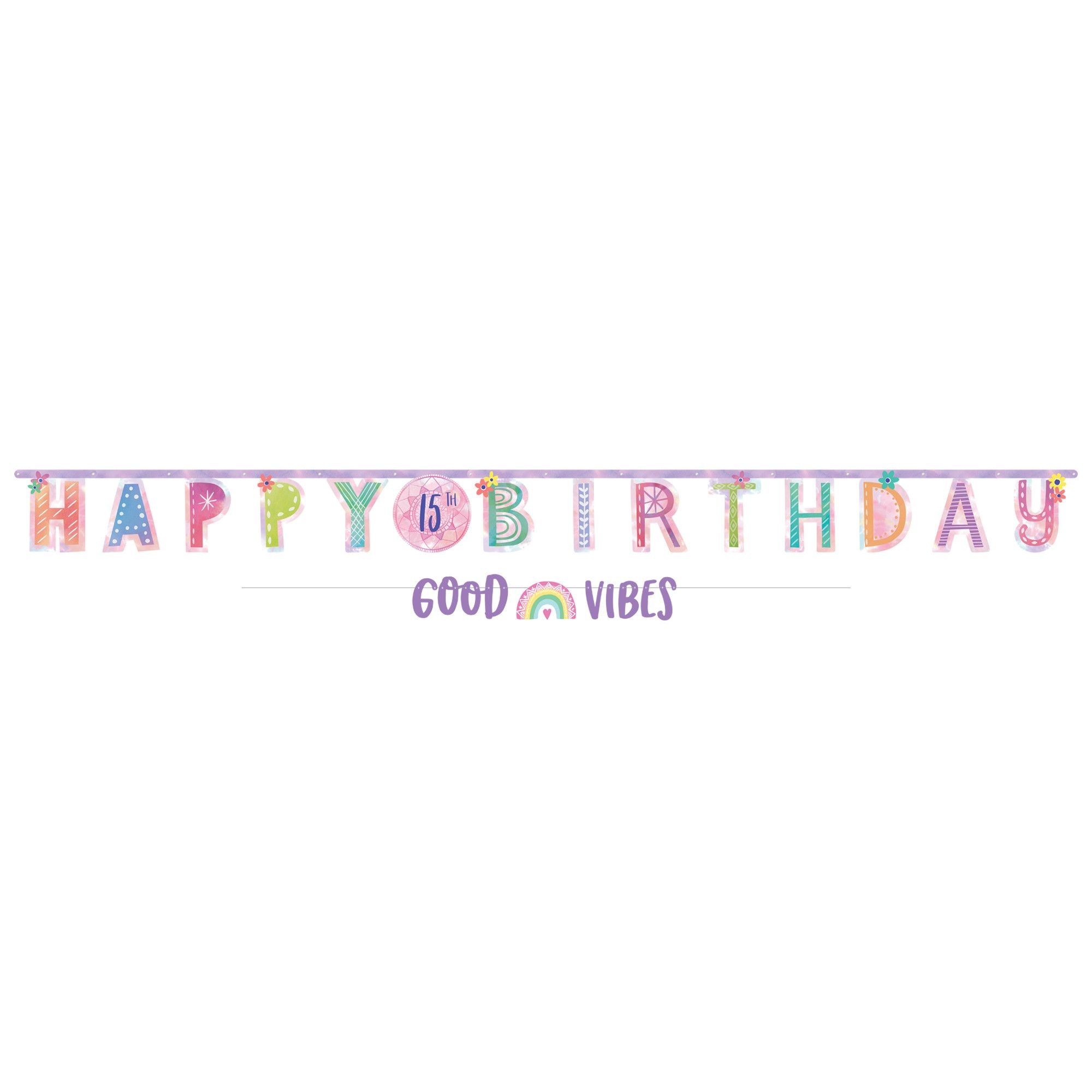 Festival Vibes "Happy Birthday" DIY Customizable Hanging Garland Banner ...