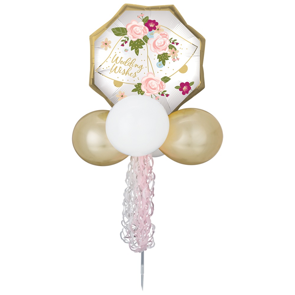 "Wedding Wishes" Octagon Balloon Yard Sign with Ribbon & Latex Balloons ...