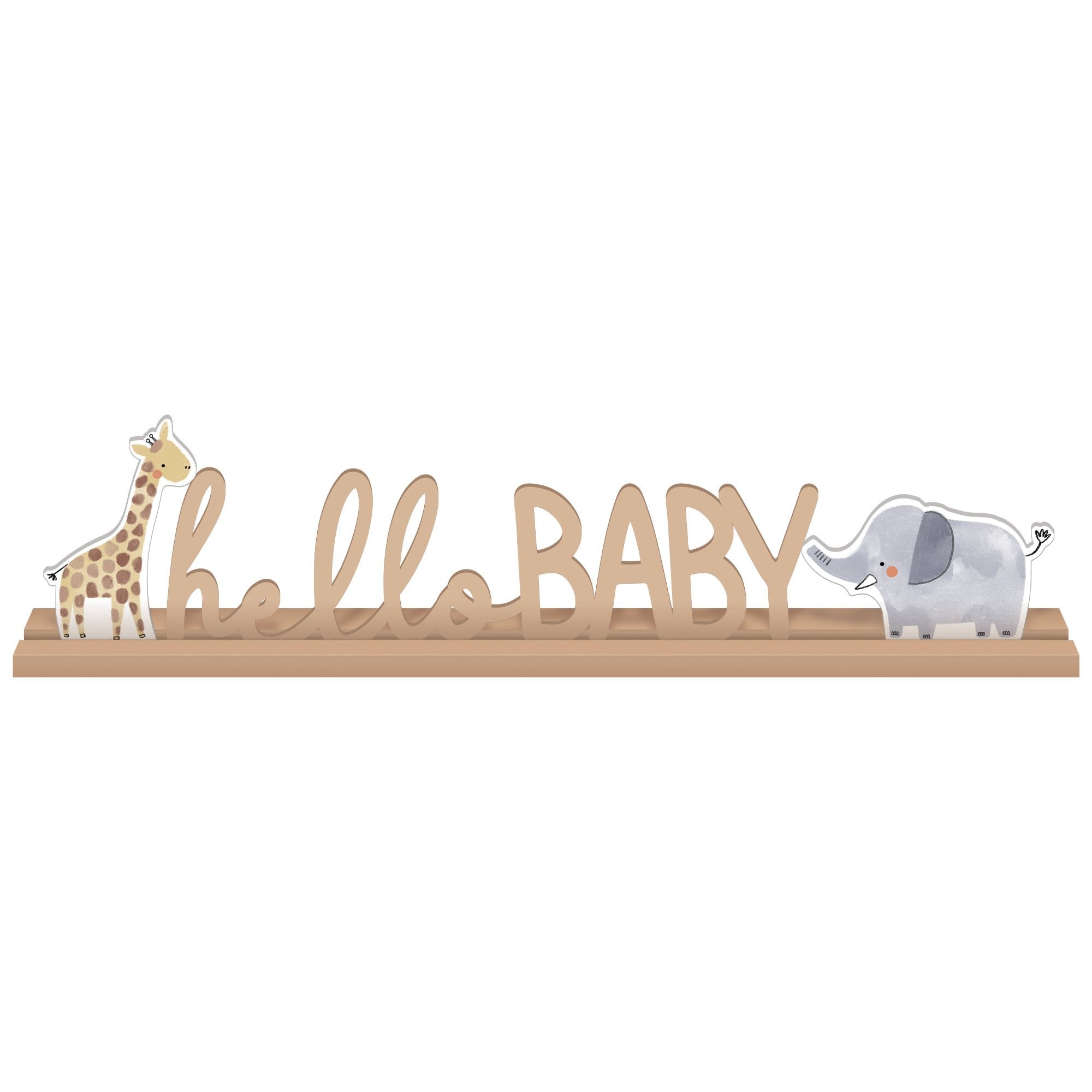 Jungle Baby 'Hello Baby' Standing Block Sign Table Centrepiece ...