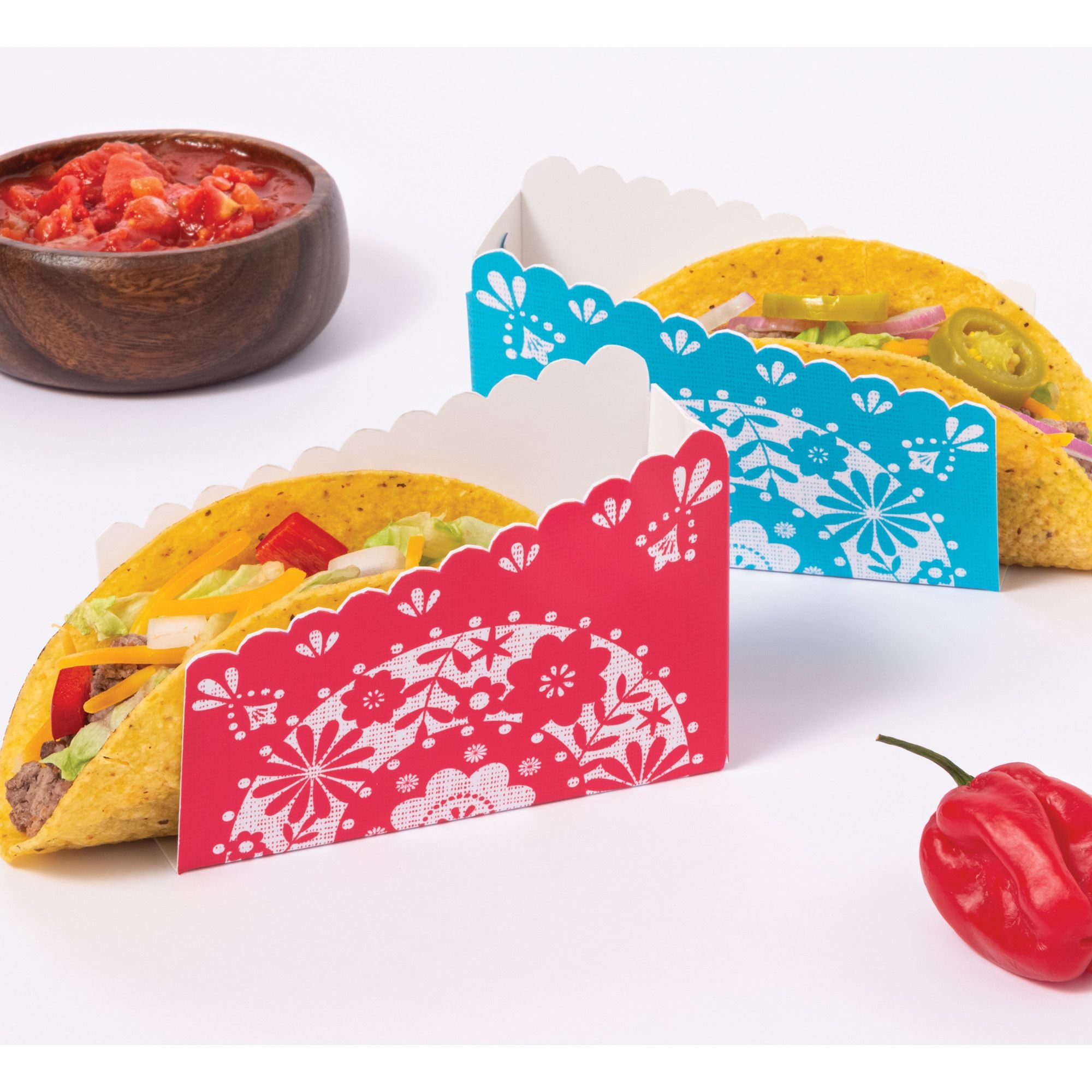 Fiesta Paper Taco Holders, Red/Blue, 5-in, 12-pk, for Cinco de Mayo ...