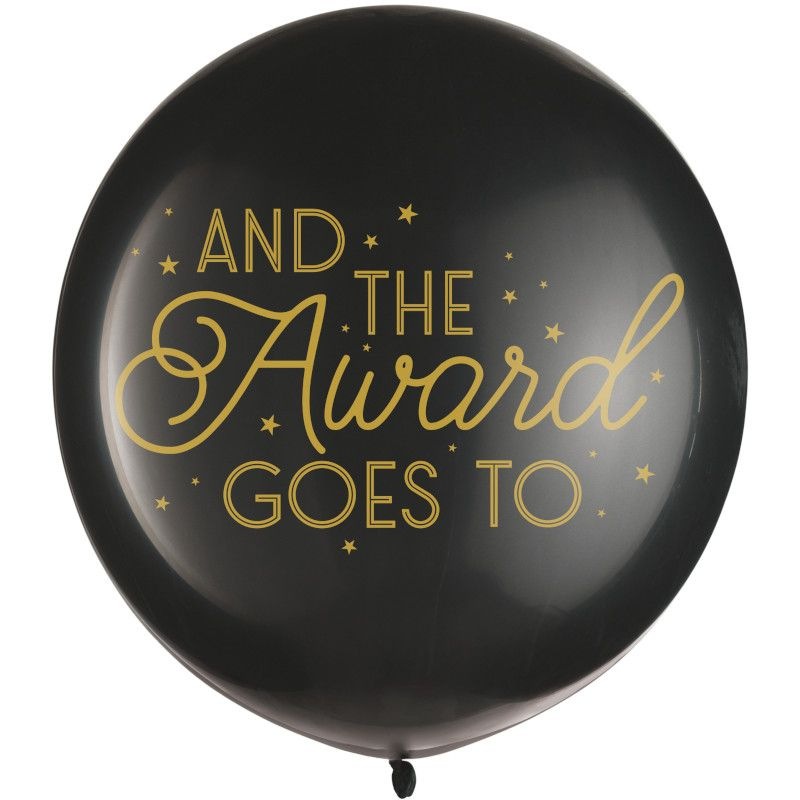 Ballon en latex rond And The Award Goes To, noir/or, 24 po, pour soirée ...