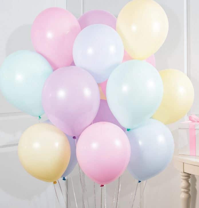 Round Pastel Latex Balloons Pink Purple Blue Yellow 12 in 15 pk for Birthday Party Party City