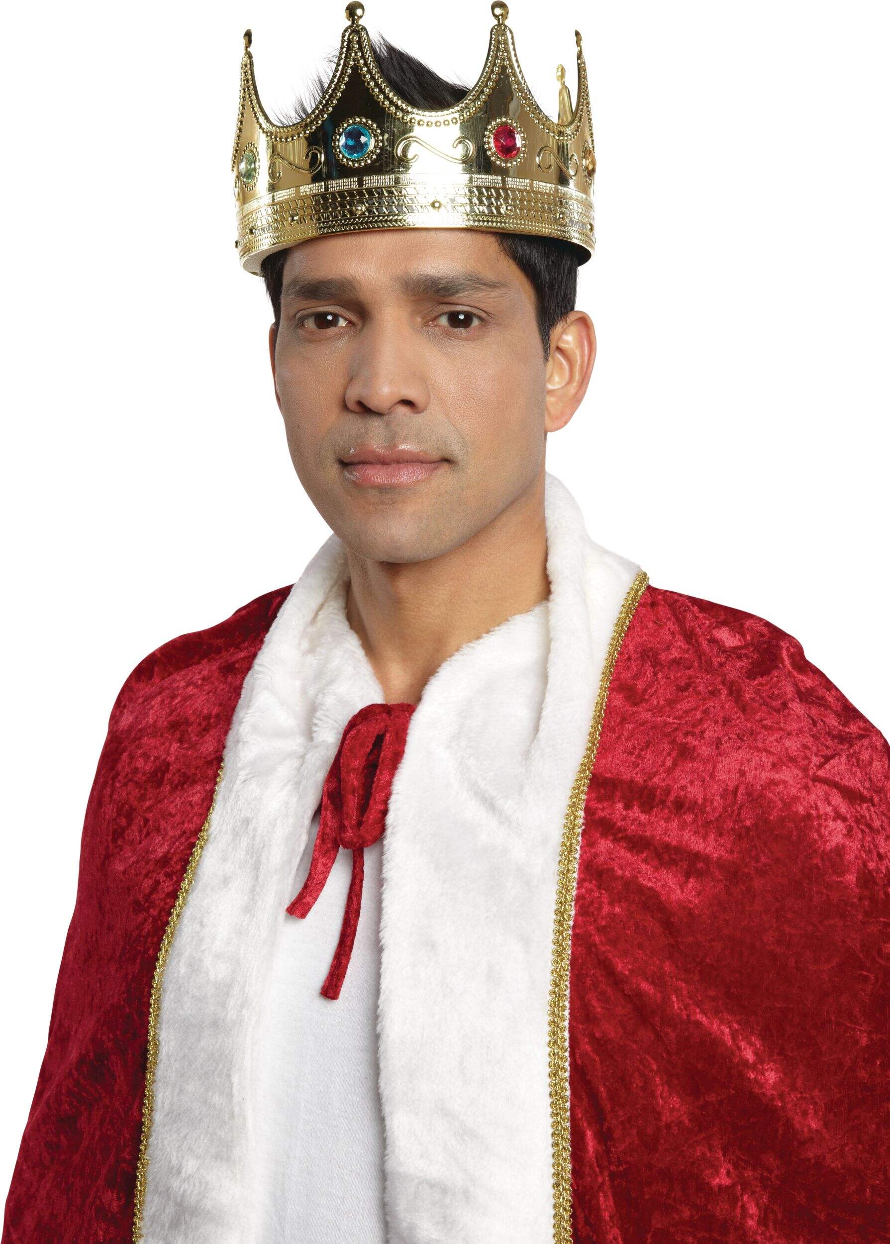 Royal King Bejewled Crown Tiara, Gold, One Size, Wearable Costume ...