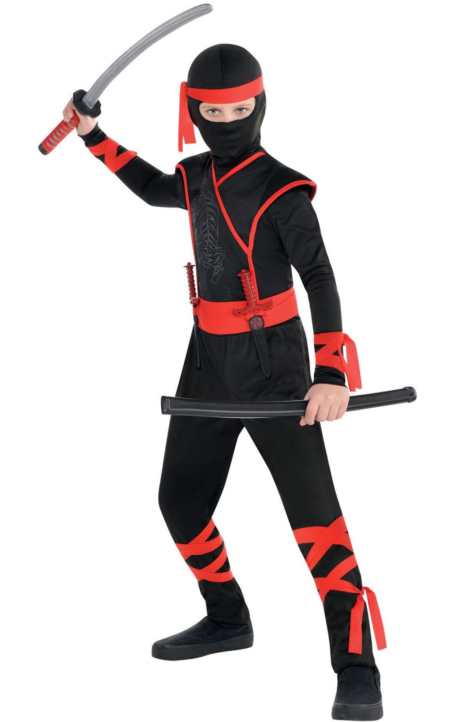 Toddler & Kids' Shadow Ninja Black/Red Jumpsuit with Hood Halloween Costume, Assorted Sizes ...