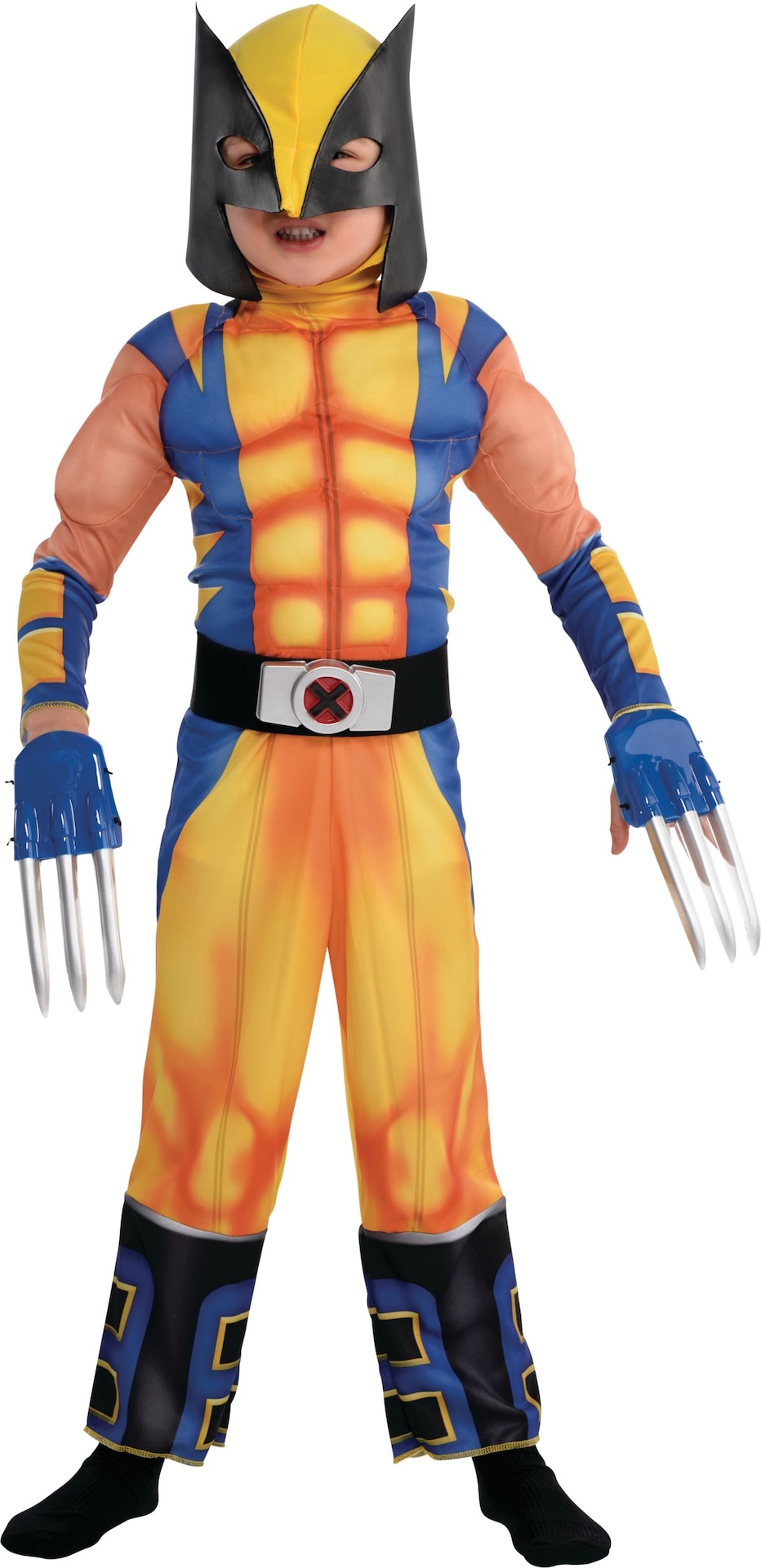 Kids' Disney Marvel The Wolverine Orange/Blue Padded Jumpsuit with Mask & Claws Halloween ...