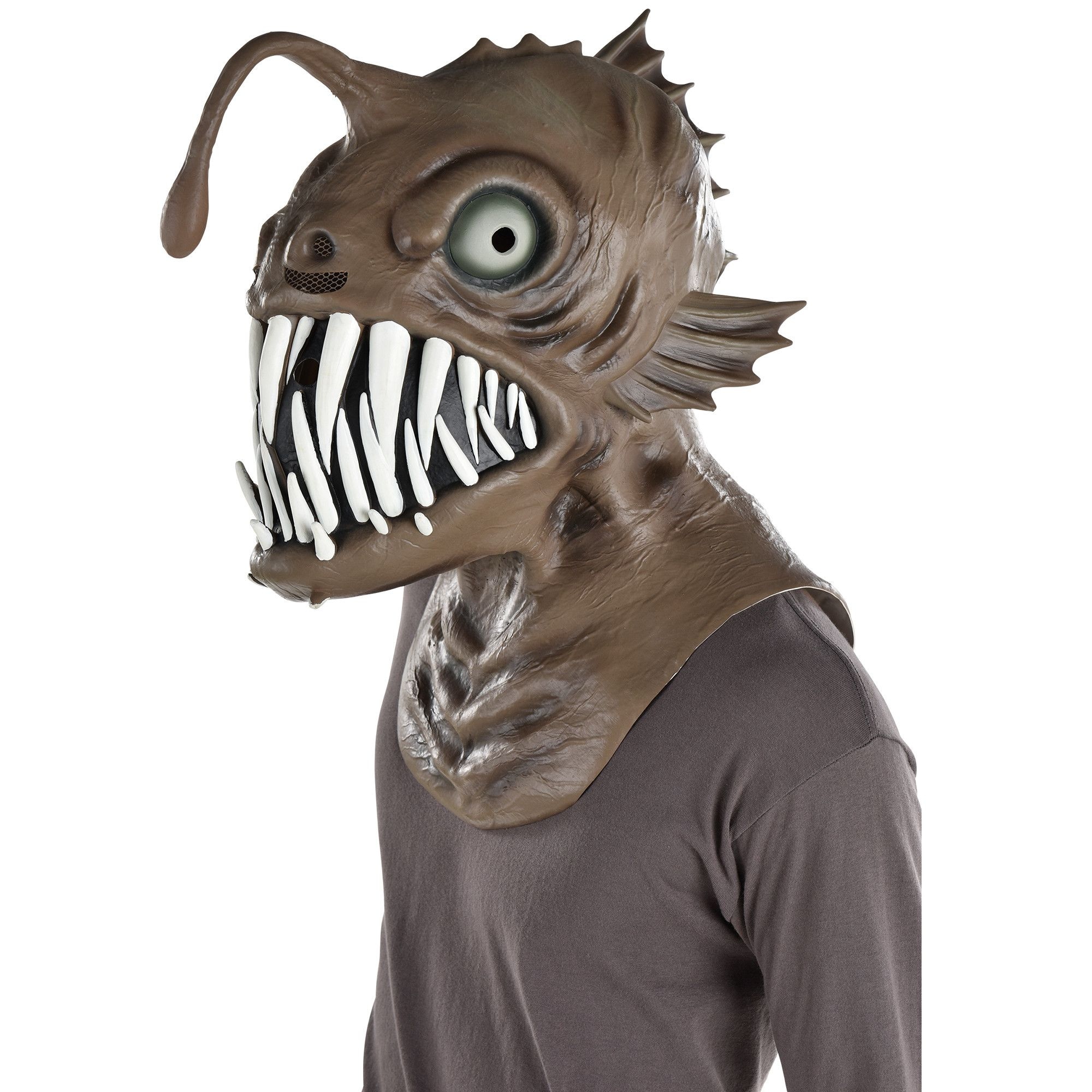 LED Light-Up Deep Sea Angler Fish Mask, Brown, One Size, Wearable ...