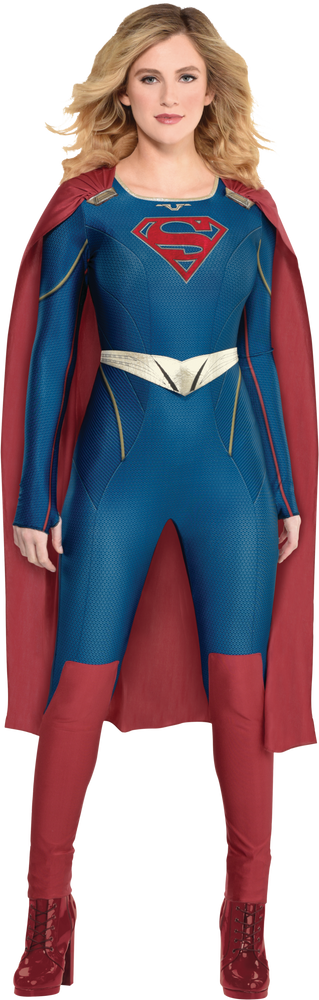 Womens Dc Supermansupergirl Blue Red Jumpsuit With Cape Halloween