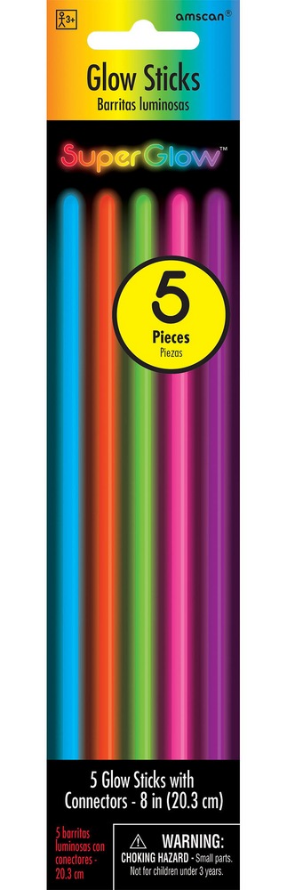 Neon Glow Sticks, Assorted, Multicolour, 8-in, 5-pk, Age 13+ | Canadian ...