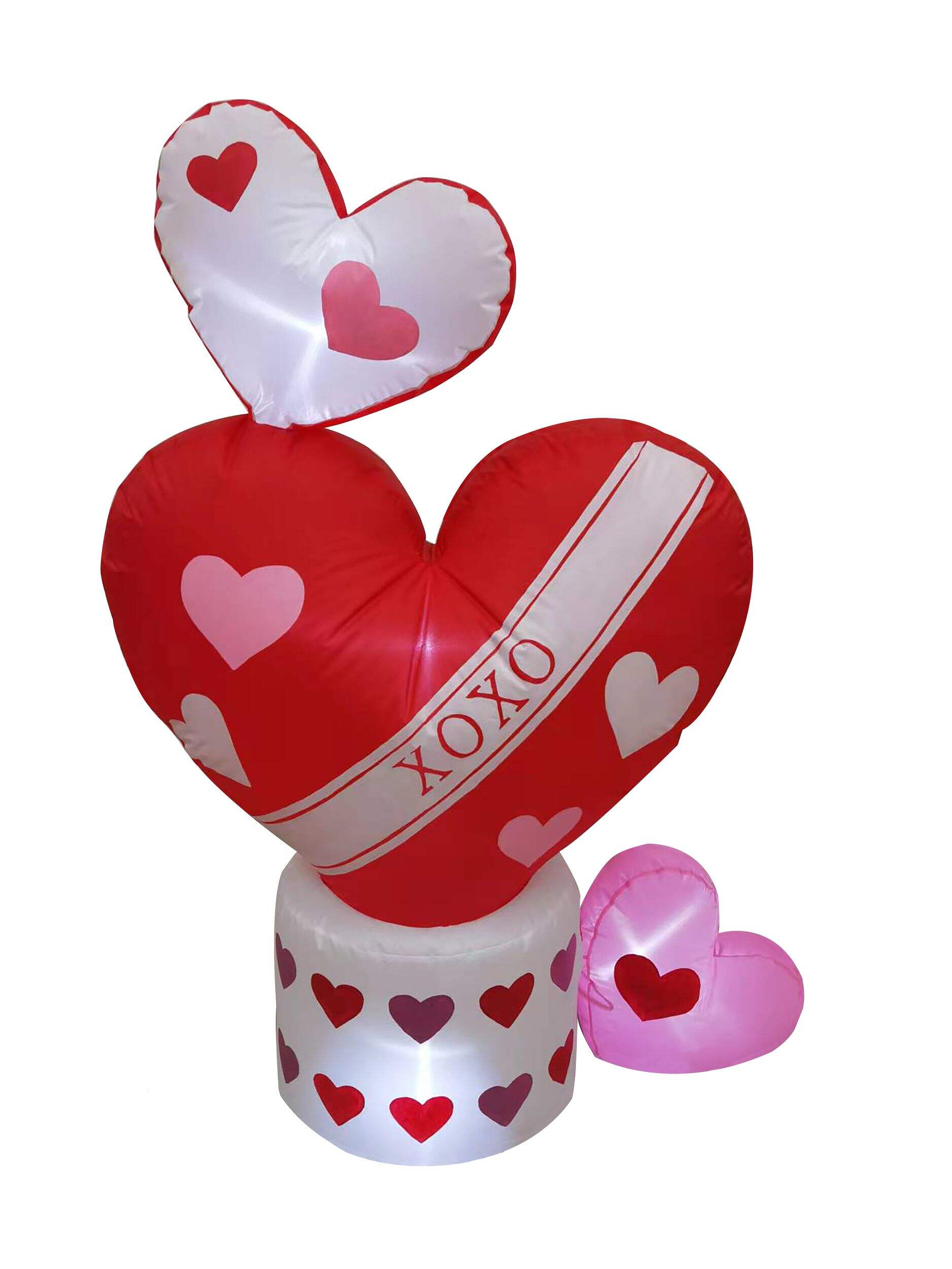 "XOXO" Hearts LED Light-Up Airblown Inflatable, Red/White, 4-ft, Self Inflating Decoration for ...