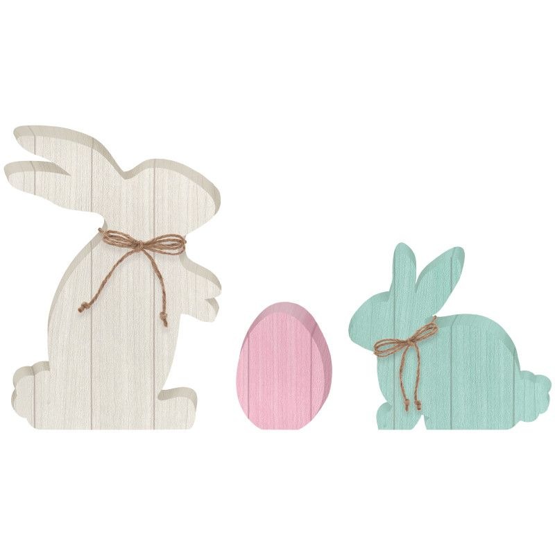 Bunny Rabbit Standing Block Sign Table Centerpiece Decoration, White ...