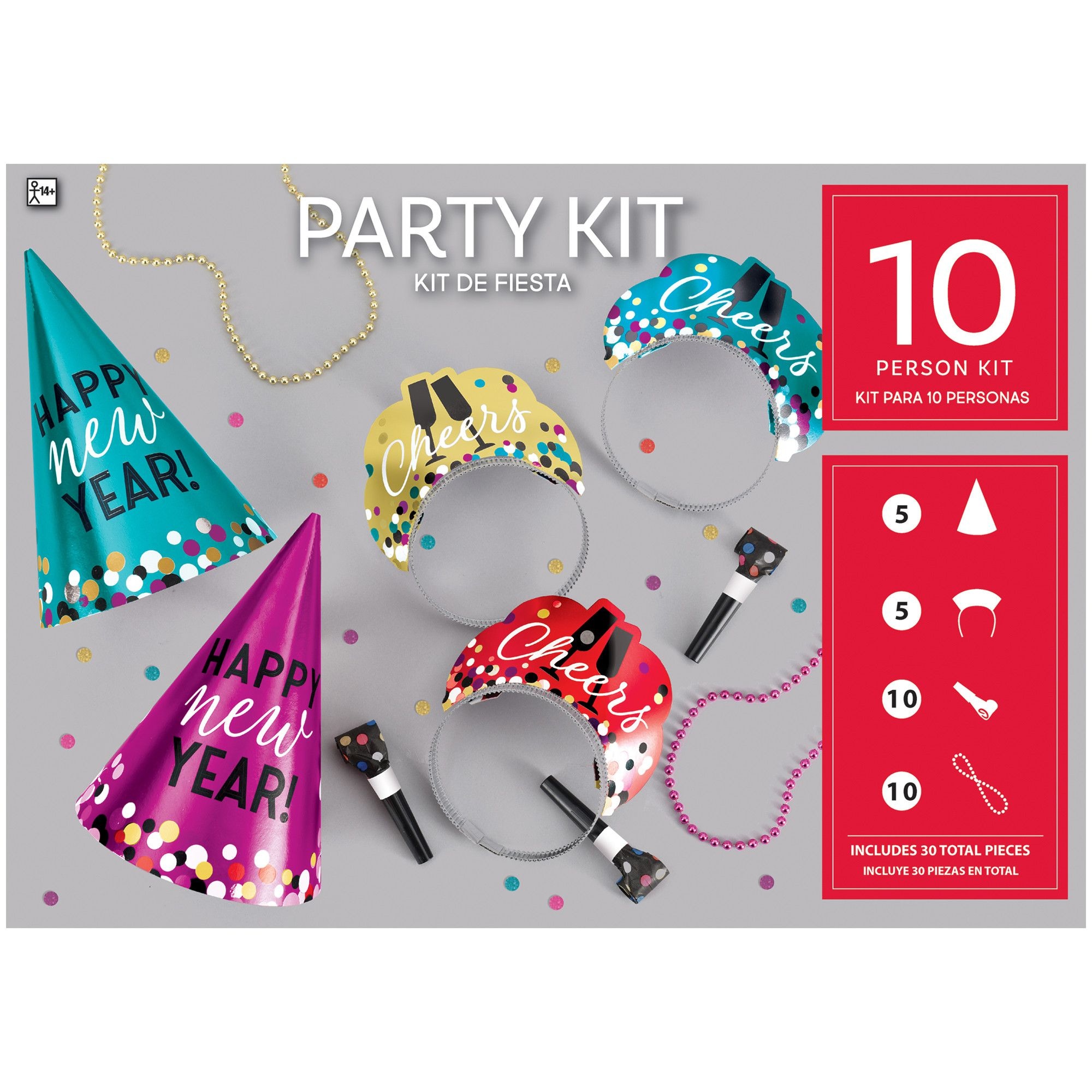 "Happy New Year" Party Kit with Hats, Tiaras, Blowouts & Necklaces ...