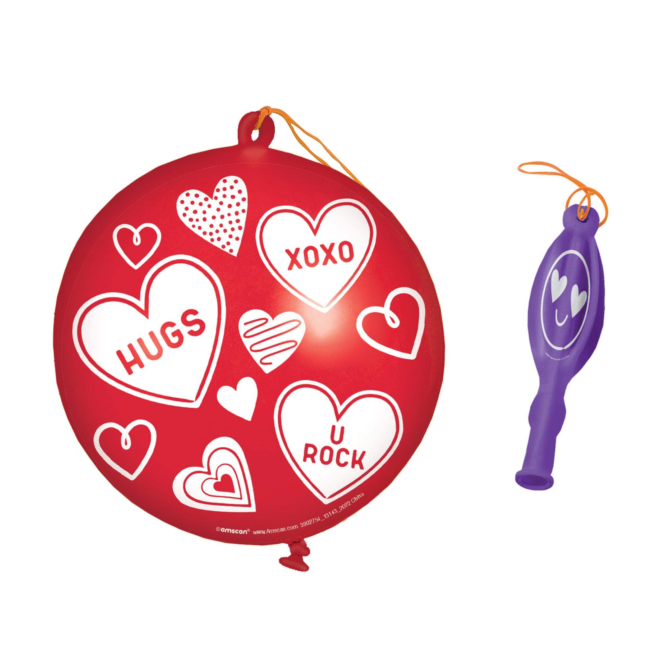 "Xoxo" Round Punch Balloons, Red/White, Heart, 12-in, 16-pk, for Valentine's Day/Anniversary ...