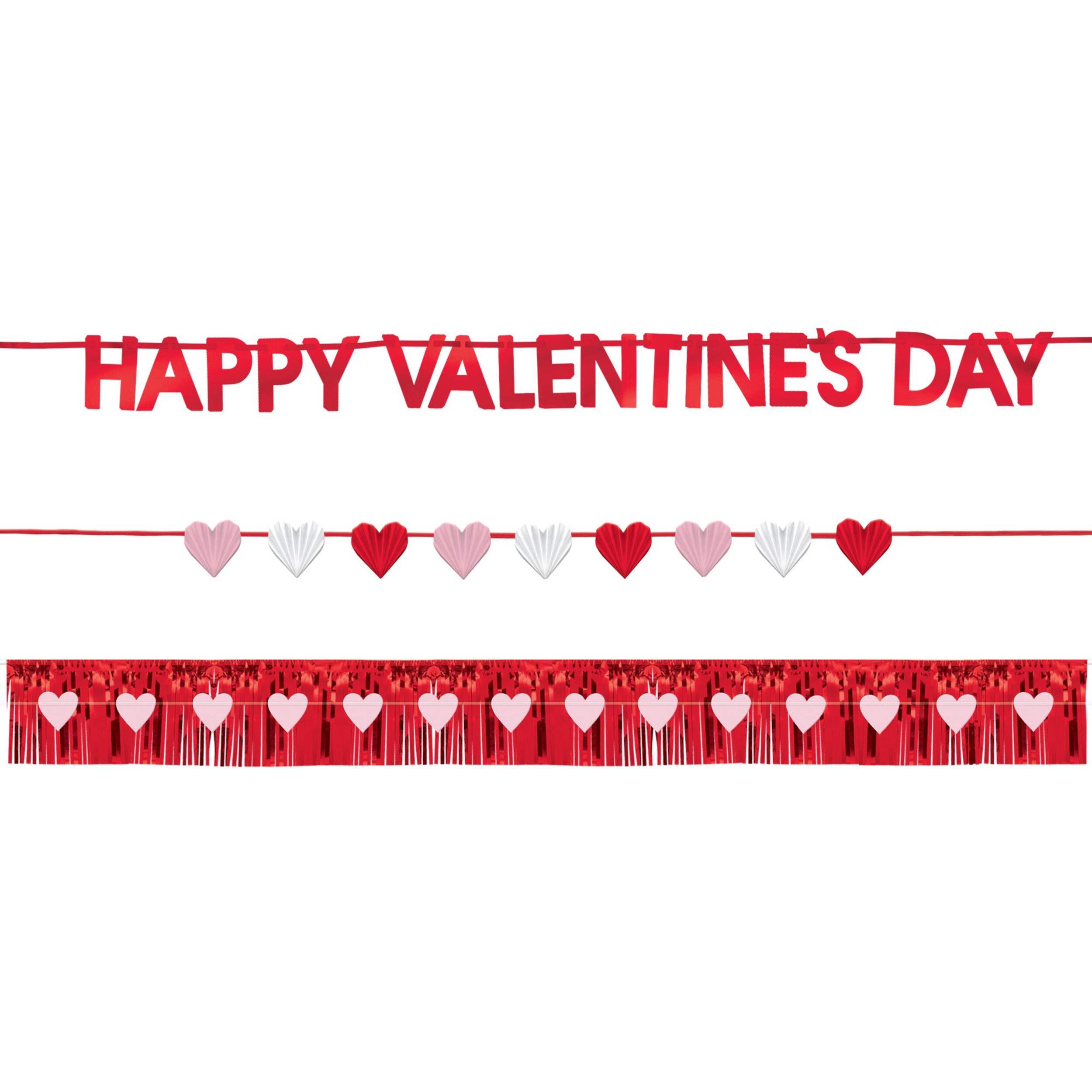 "Happy Valentine's Day" Hanging Garland Banner Decoration, Glitter Red ...