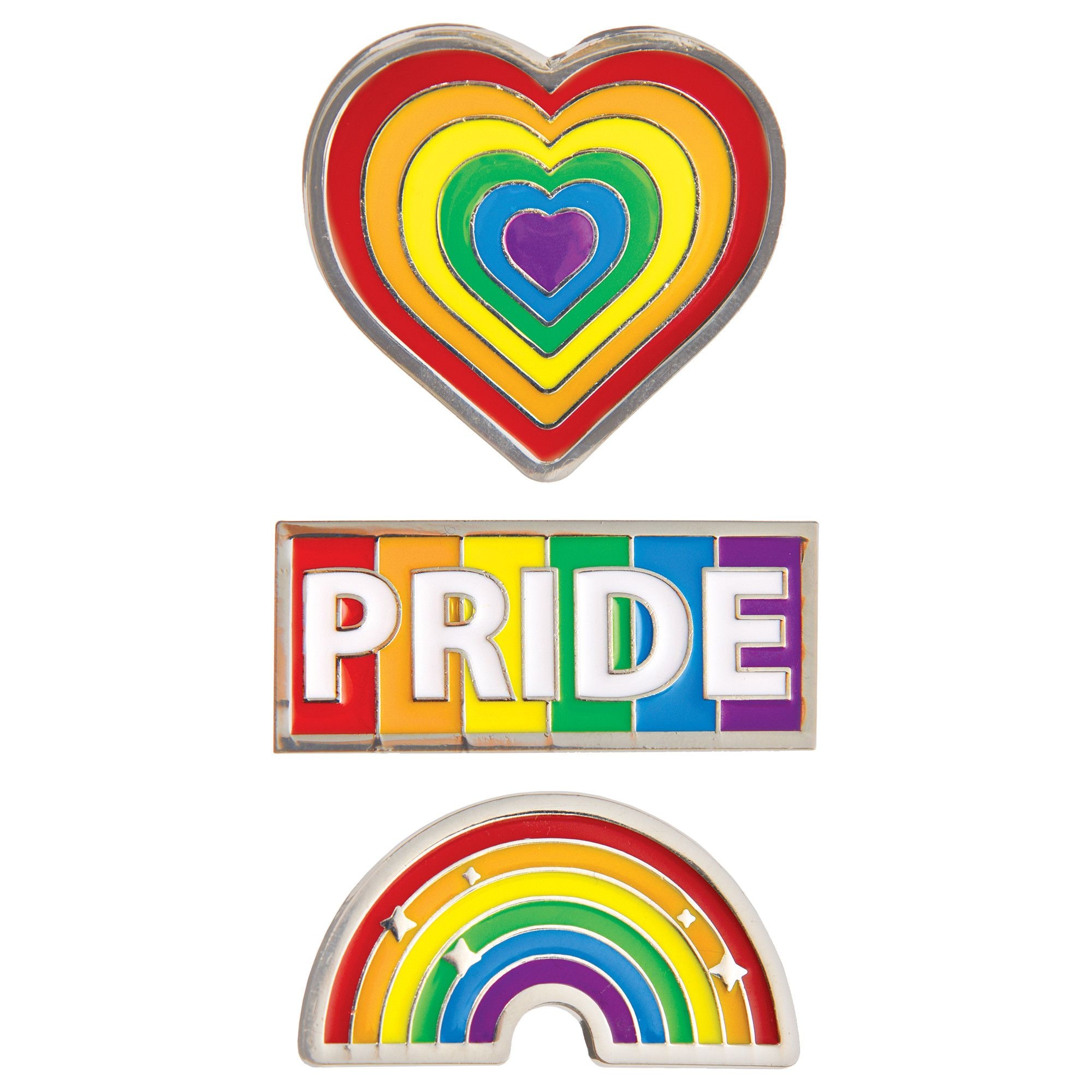 "Pride" Rainbow Metal Wearable Pins, Multi-Coloured, 3-pk, for Pride ...