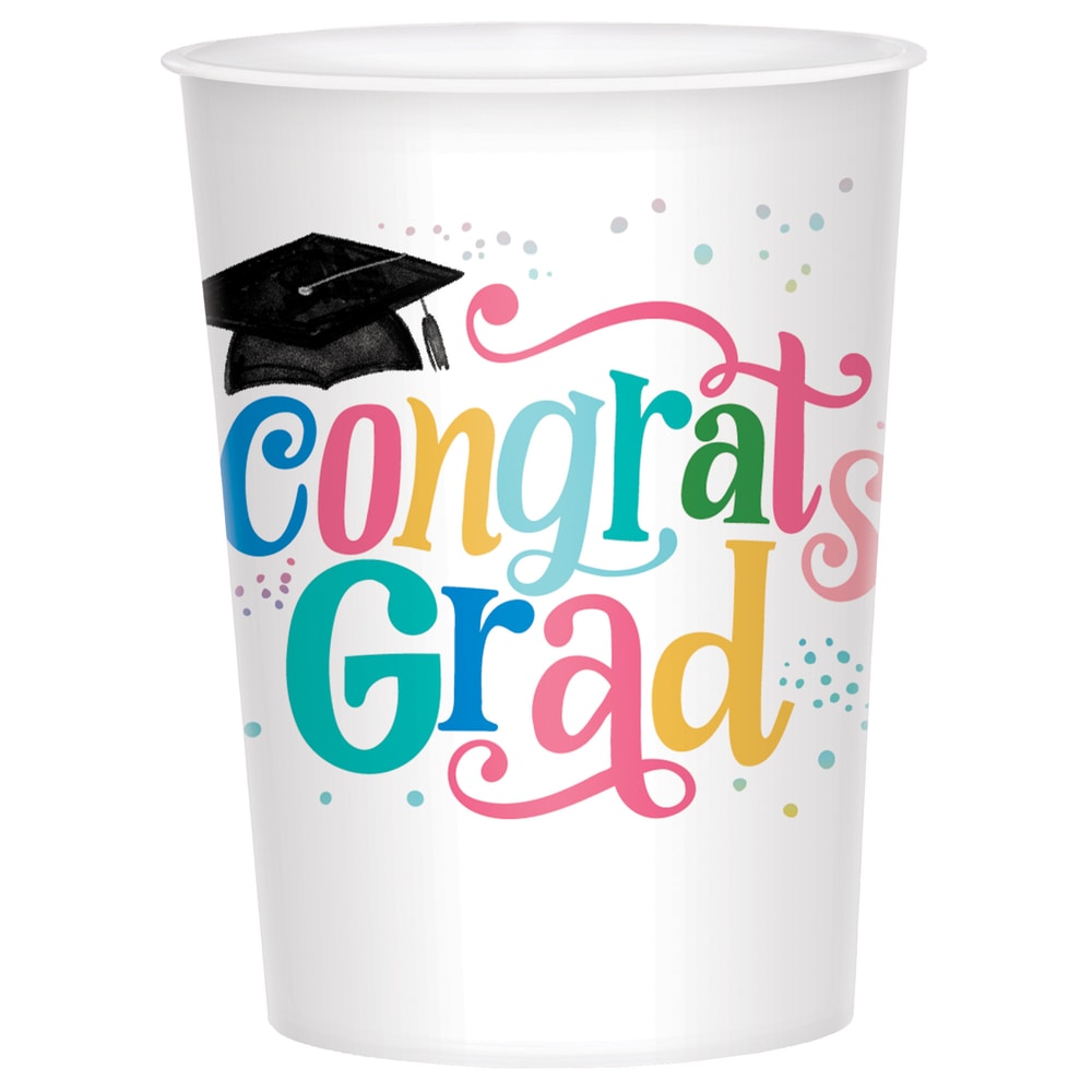 Congrats Grad Printed Graduation Party Plastic Cups, 6-pk | Party City