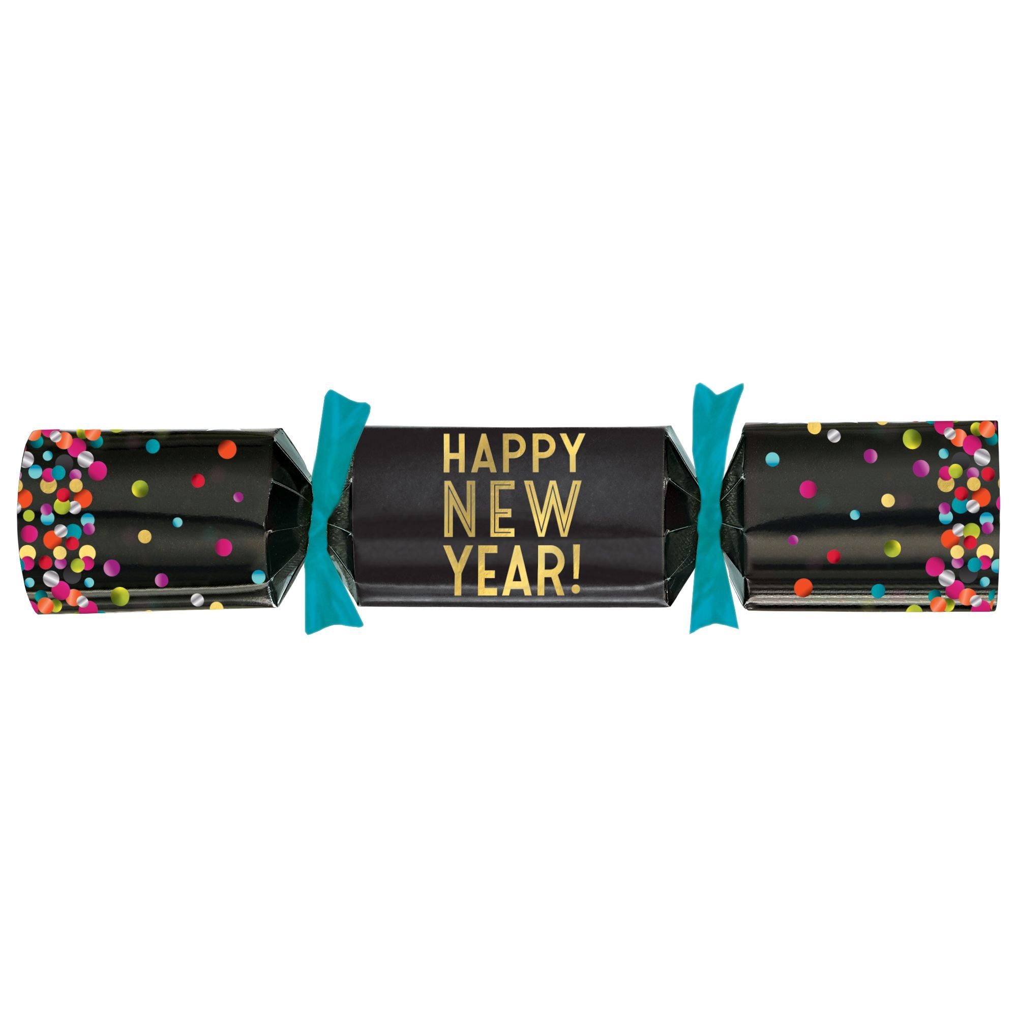 Colourful Confetti "Happy New Year" Crackers with Paper Crown, Plastic ...