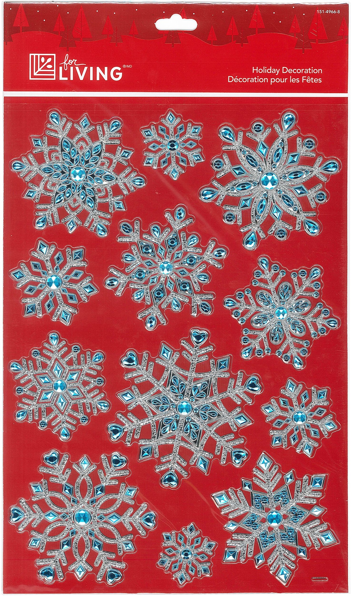 For Living Christmas Decoration Snowflake Window Clings, Assorted Style ...