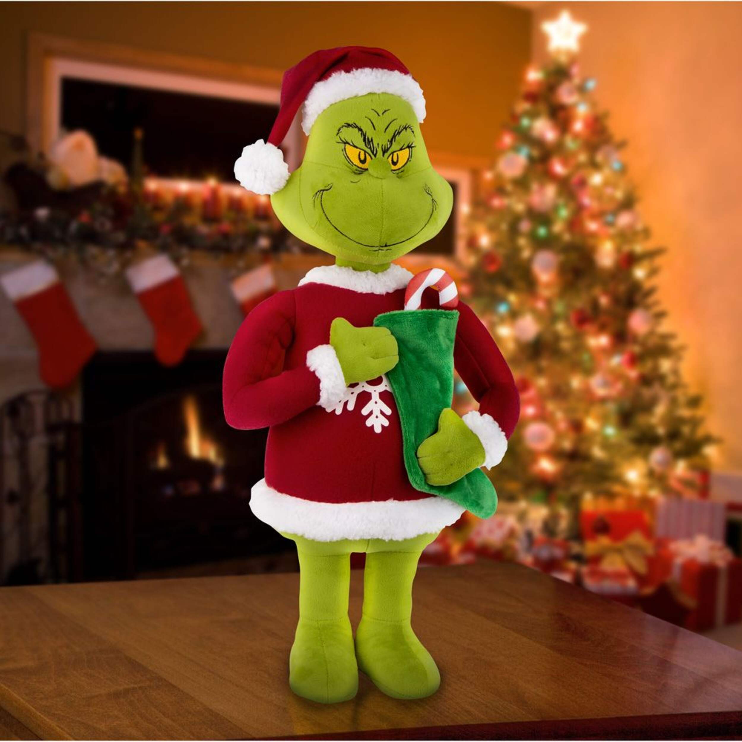 Décoration de Noël Le Grincheux accueillant, vert, 23 po | Party City