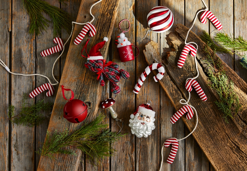 CANVAS Red Collection Fabric Christmas Decoration Knitted Candy Cane ...