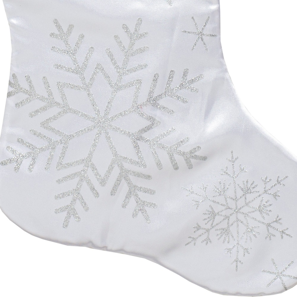 For Living Christmas Glittering Decoration Snowflake Stocking, White ...