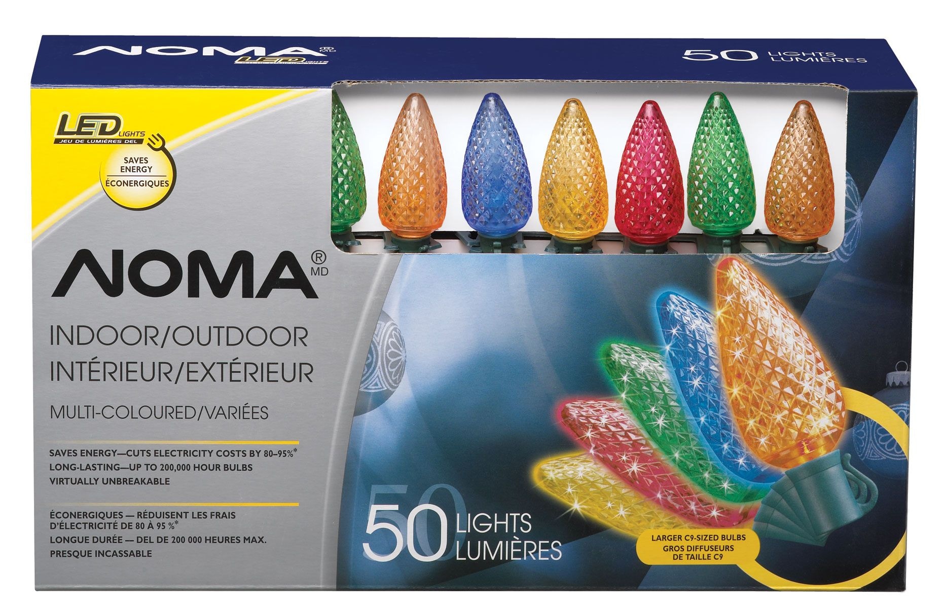 NOMA - Guirlande de Noël lumineuse, extérieur, 50 ampoules C9 à LED ...