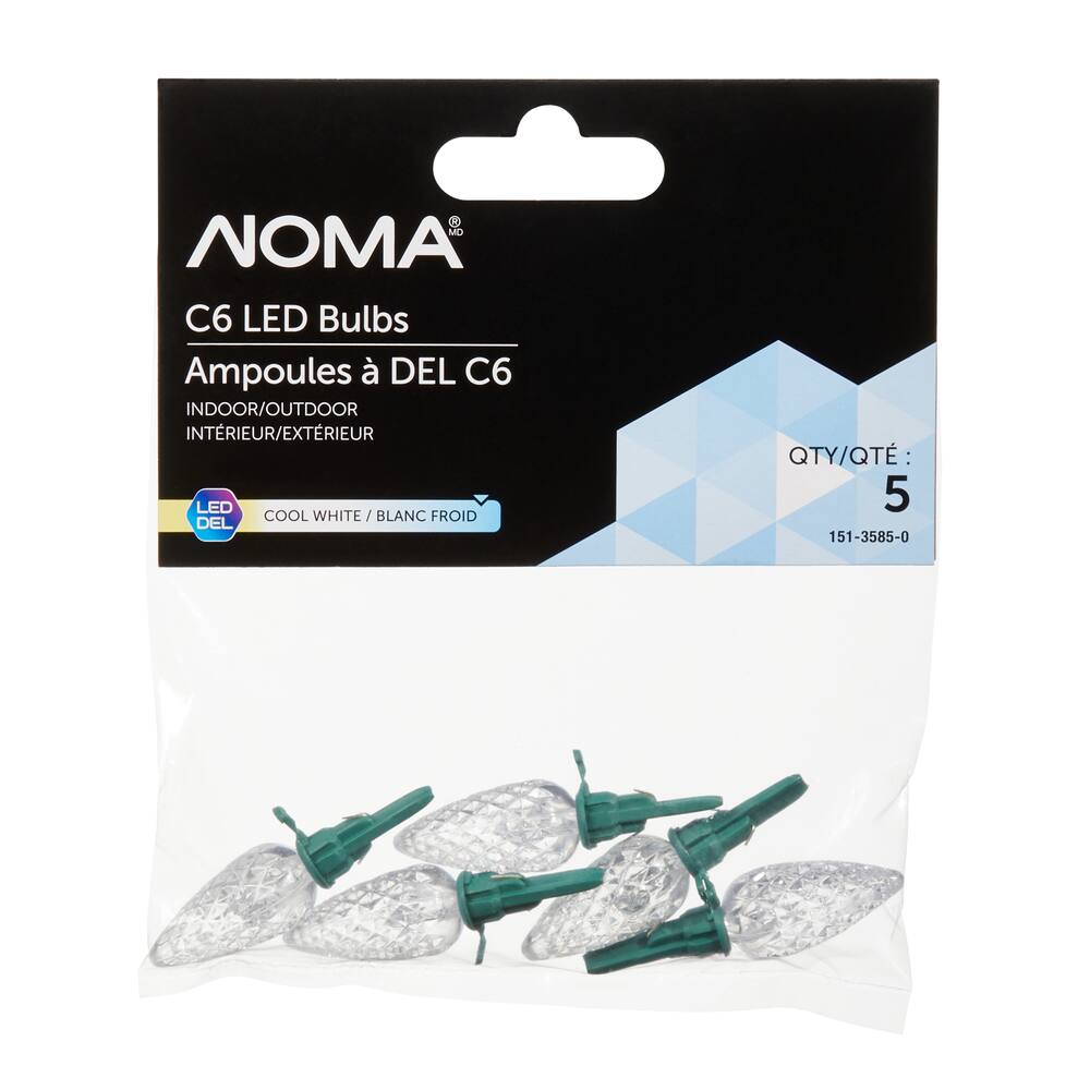 Noma C6 Christmas Lights Replacement Bulbs 5 Led Lights Cool White