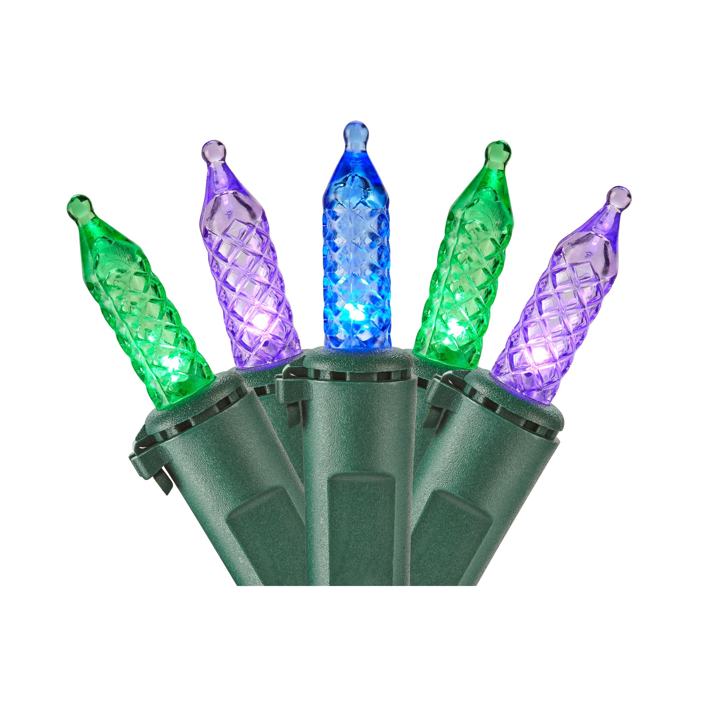 NOMA Outdoor 70 Mini LED Christmas Lights, 23-ft 6", Purple/Blue/Green ...