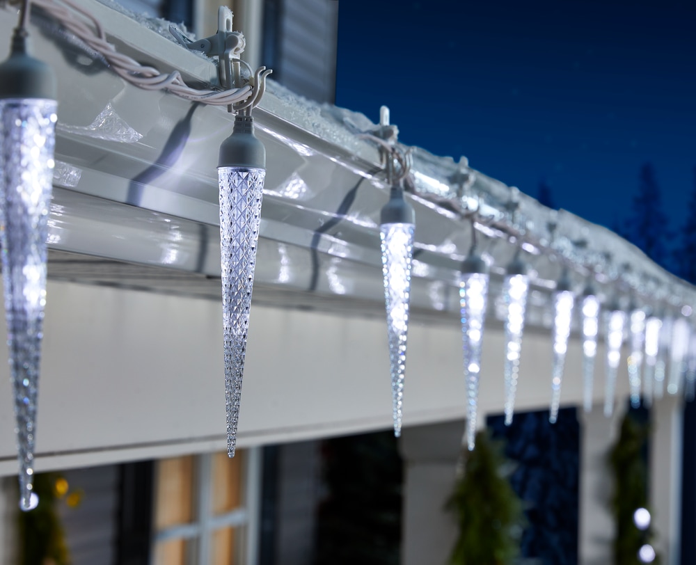 NOMA Northern Shimmer 10 Icicle Christmas Lights, 90 LED Lights, Pure ...