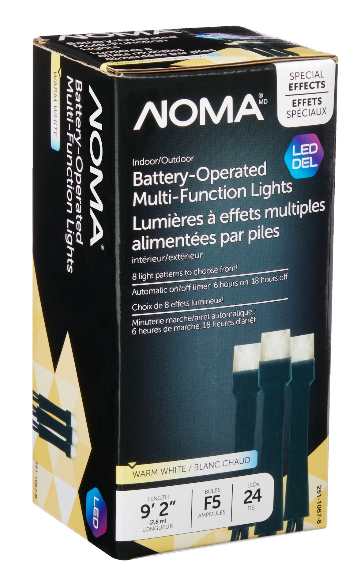 NOMA Battery-Operated 24 LED Christmas Lights, 9-ft 2", Warm White ...