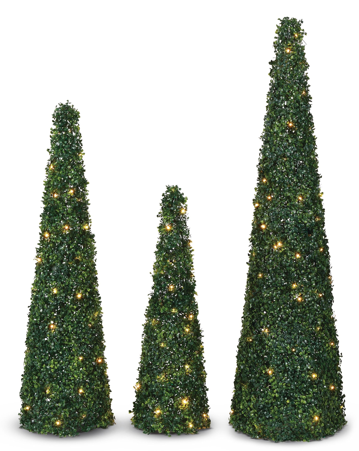 CANVAS Twinkling Topiary Cone Tree Set, LED, 3-ft/4-ft/5-ft (0.9/1.2/1. ...