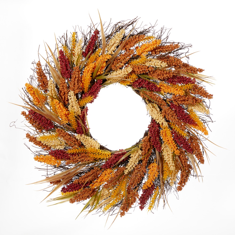 CANVAS Colour Wheat Wreath, Easy to Install, Fall & Thanksgiving ...