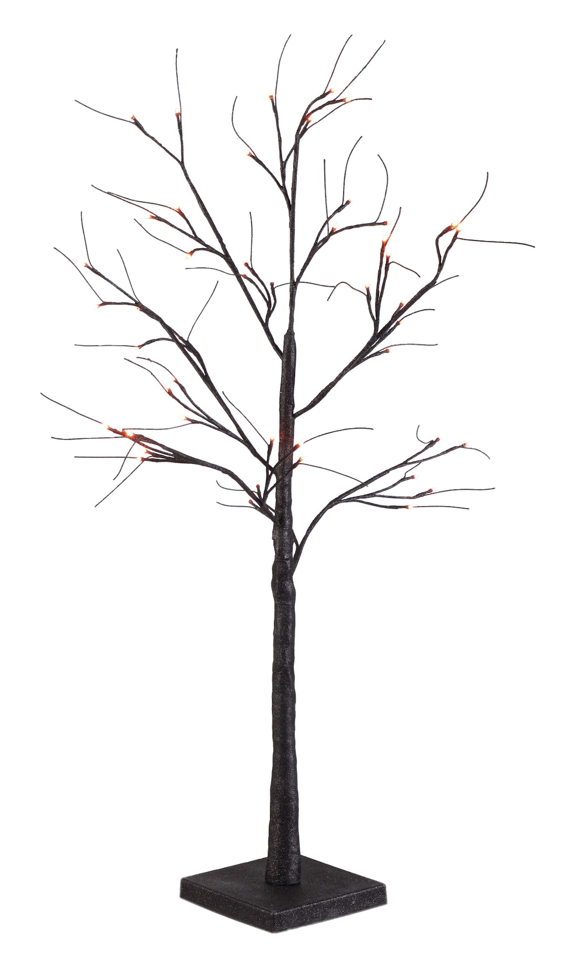 For Living Glitter LED Light-Up Tree, Black, 4-ft, Orange & Purple ...