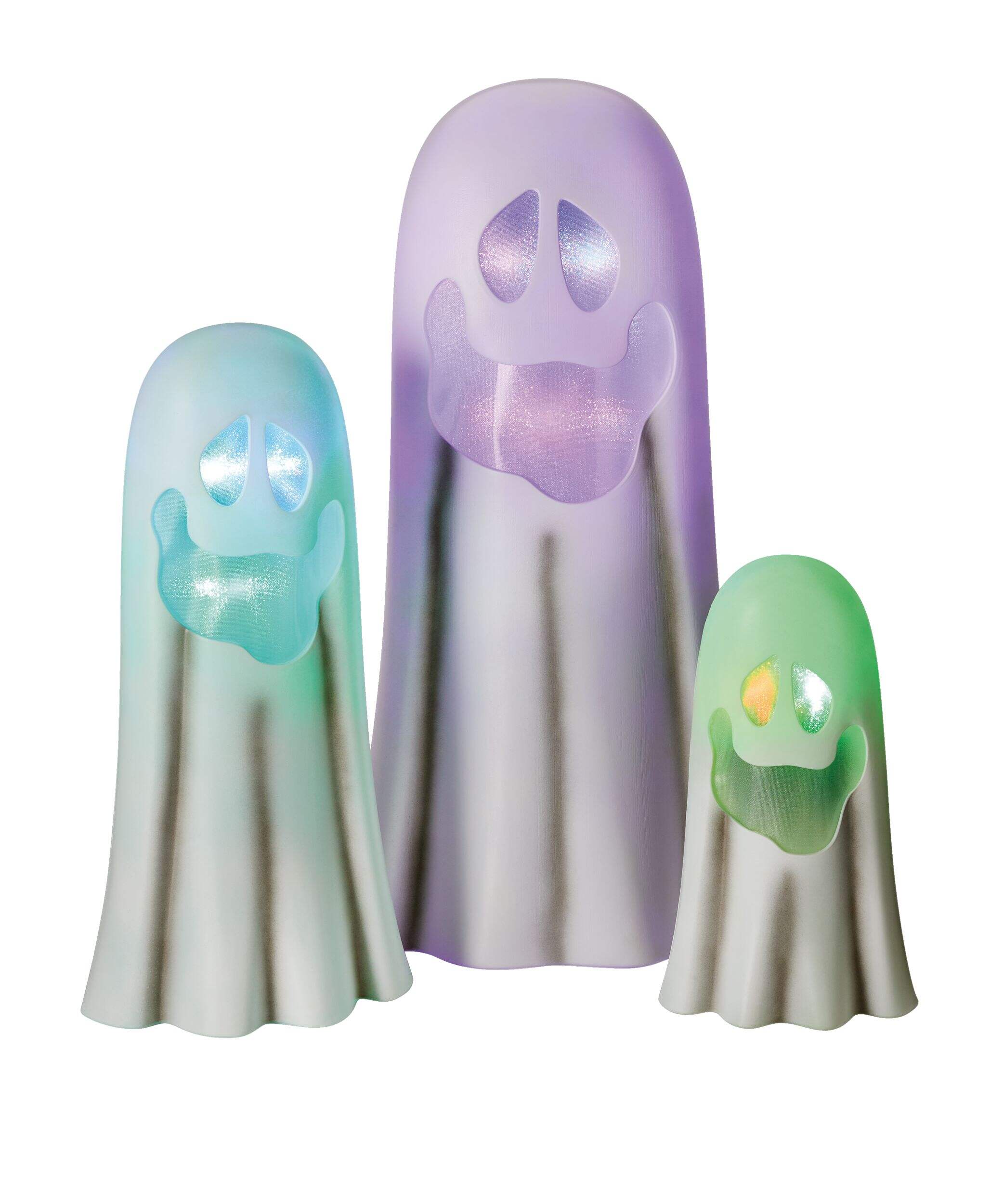 Gemmy Ghost LED Light-Up Happy Nesting Props with Batteries, White, 24 ...