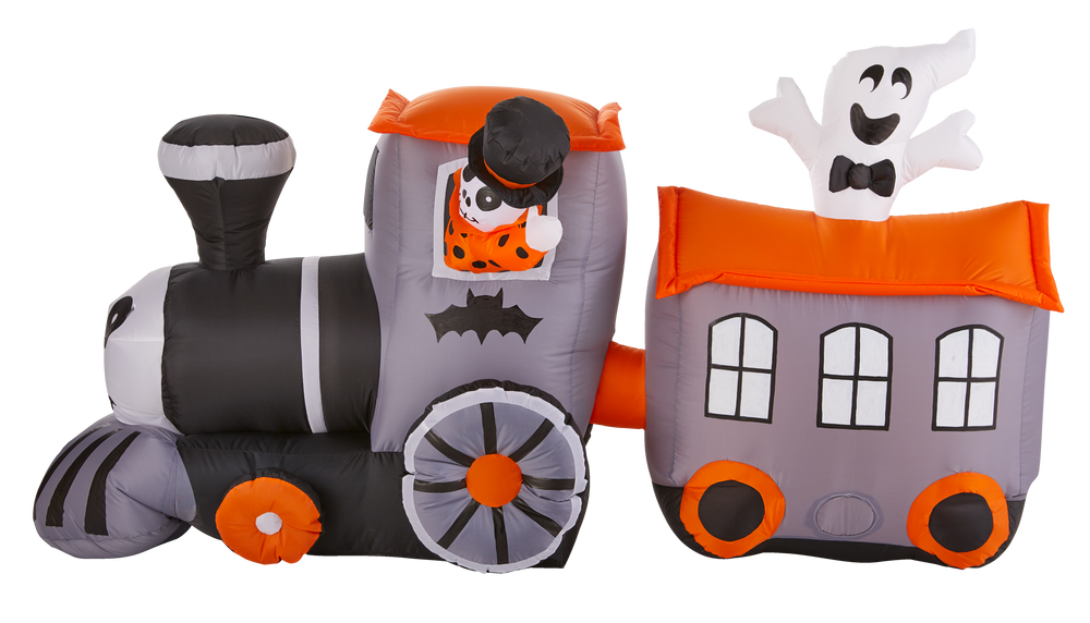 Gemmy Airblown Inflatable Train with Ghost, LED Light for Halloween ...