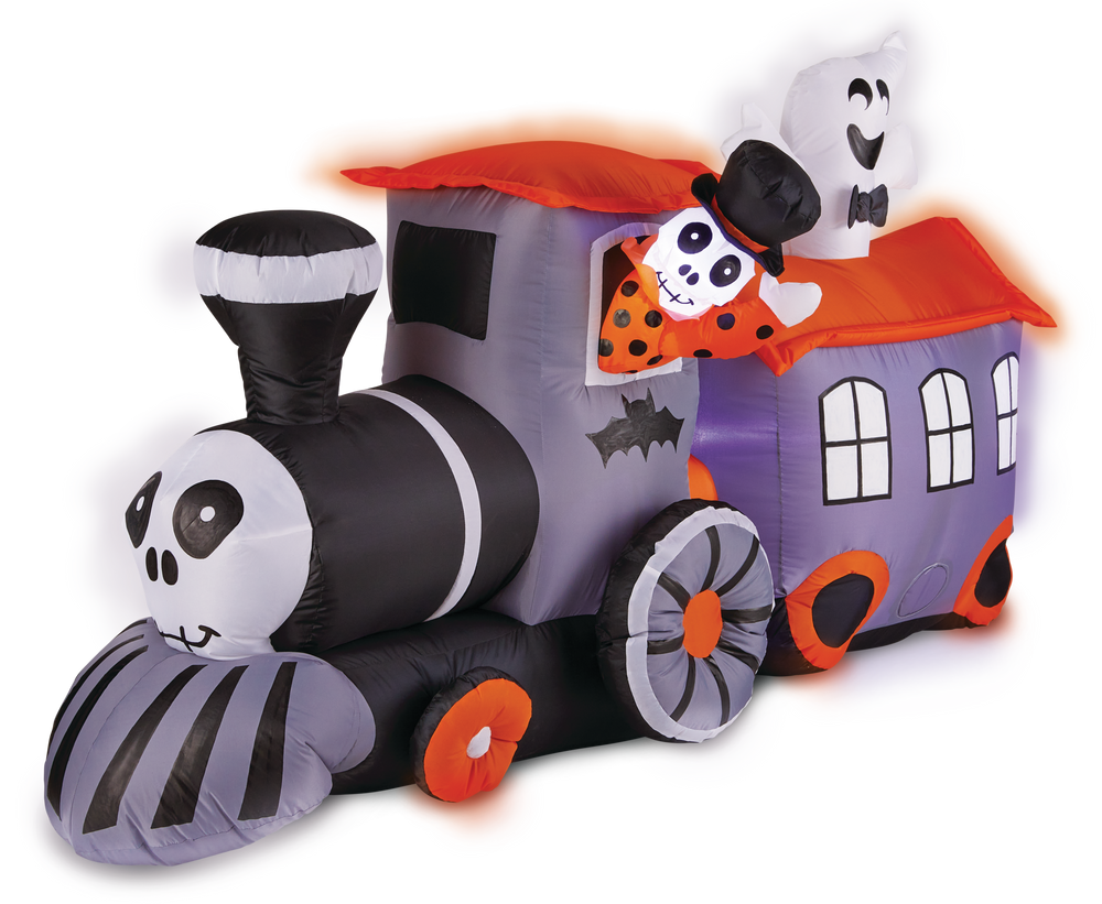 Gemmy Airblown Inflatable Train with Ghost, LED Light for Halloween ...
