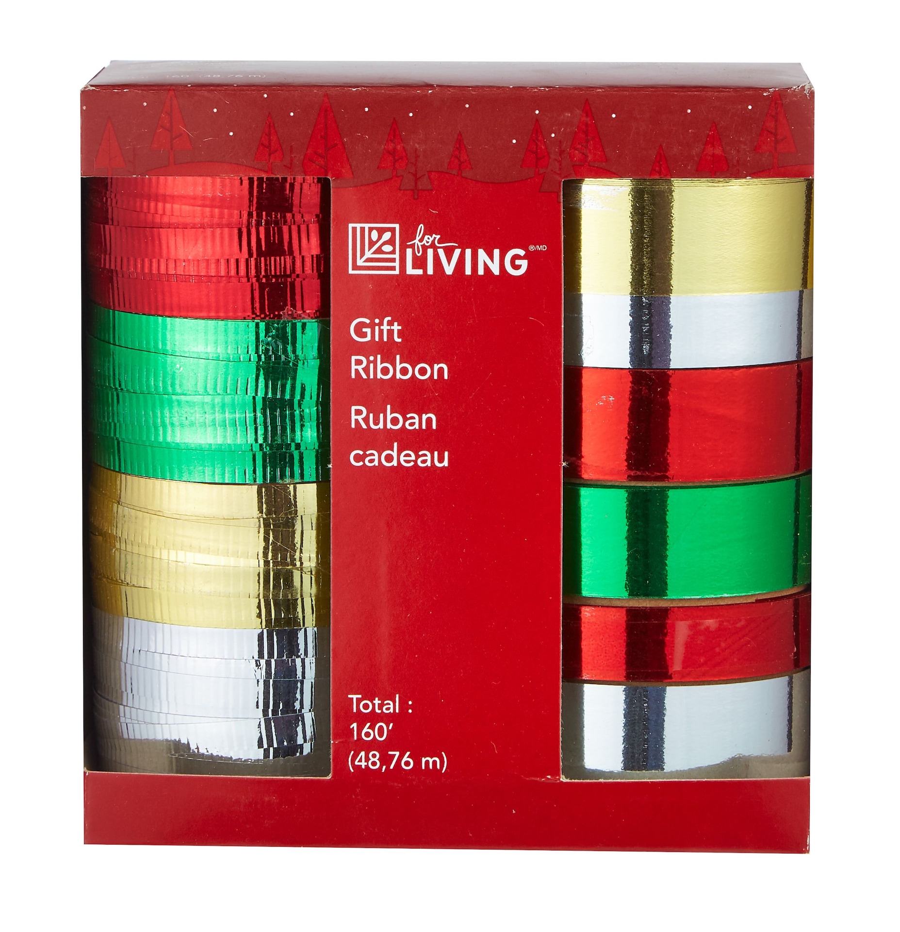 For Living Christmas Decoration Ribbons, Traditional Colours, 160-ft ...